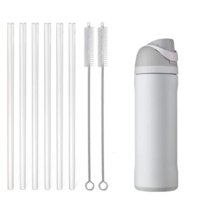 replacement straws for owala,reusable drinking straw with straw cleaner brush,food grade bpa free clear straw for owala water bottle 24oz 32oz