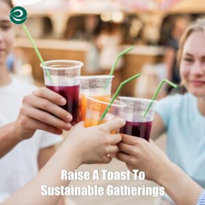 ECO SOUL 100% Clear Compostable Party Cups | (50 Count, 12 oz) | Disposable | Biodegradable | Plant Based Eco-friendly Alternative to Paper & Plastic Cups | BPI Certified | For Weddings & Gatherings