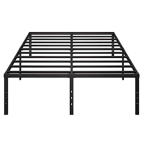 JTPTU 14 Inch Full Size Bed Frame,Metal Platform Bed Frame Full Size No Box Spring Needed, Noise Free,Heavy Duty Steel Slat Support, Easy Assembly,Non Slip Black Full Bed Frame