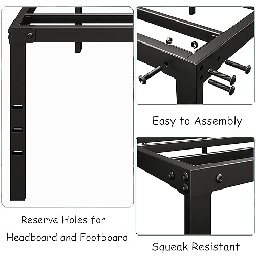 JTPTU 14 Inch Full Size Bed Frame,Metal Platform Bed Frame Full Size No Box Spring Needed, Noise Free,Heavy Duty Steel Slat Support, Easy Assembly,Non Slip Black Full Bed Frame