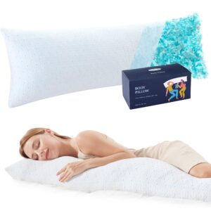 coldhunter body pillow for adults long pillow for bed full body pillow for side sleeper soft pregnancy pillows for sleeping memory foam & cooling pillow cover with zipper 20 * 54 inch