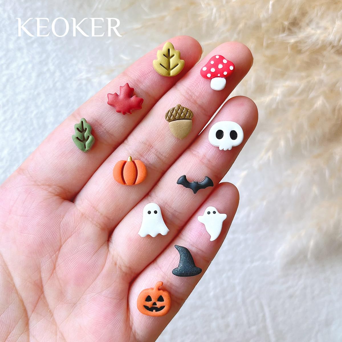 Keoker Mini Polymer Clay Cutters Halloween - Mini Fall Clay Cutters for Earrings Making, Maple Leaf Autumn Clay Earrings Cutters, Clay Cutters for Polymer Clay Jewelry