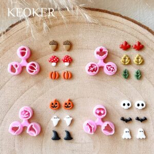 Keoker Mini Polymer Clay Cutters Halloween - Mini Fall Clay Cutters for Earrings Making, Maple Leaf Autumn Clay Earrings Cutters, Clay Cutters for Polymer Clay Jewelry