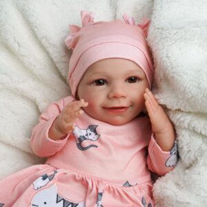 babeside lifelike reborn baby dolls - 20inch soft vinyl handmade realistic baby dolls adorable smiling lifelike newborn dolls for girls, safe for kids age 3+