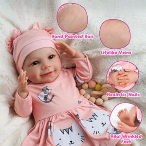 BABESIDE Lifelike Reborn Baby Dolls - 20Inch Soft Vinyl Handmade Realistic Baby Dolls Adorable Smiling Lifelike Newborn Dolls for Girls, Safe for Kids Age 3+