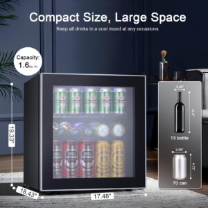 Antarctic Star Mini Fridge Cooler - 60 Can Beverage Refrigerator Glass Door for Beer Soda or Wine –Small Drink Dispenser Machine Removable for Home, Office or Bar, 1.6cu.ft.…