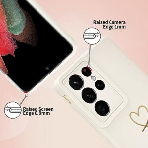 Newseego for Samsung Galaxy S21 Ultra Case Girls Women, Cute Love Heart Pattern Phone Case Flexible Liquid Silicone Shockproof Protective Bumper Cover for Samsung Galaxy S21 Ultra-White