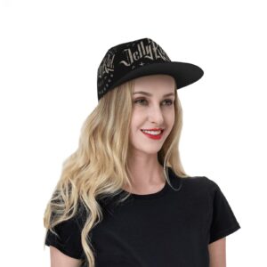 kingscom Jelly Singer Roll Hat Flat-Brimmed Baseball Cap Dad Ball Hat Snapback Hip Hop Cap for Men and Women Black