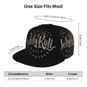 kingscom Jelly Singer Roll Hat Flat-Brimmed Baseball Cap Dad Ball Hat Snapback Hip Hop Cap for Men and Women Black