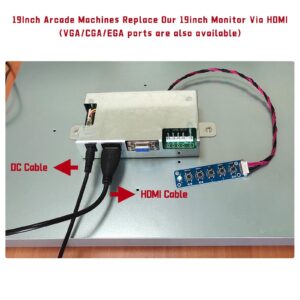 UNICO 19’’ Arcade Replacement Monitor, LCD Gaming Screen for HDMI/VGA/CG/EGA Retro Game Arcade (19inch)