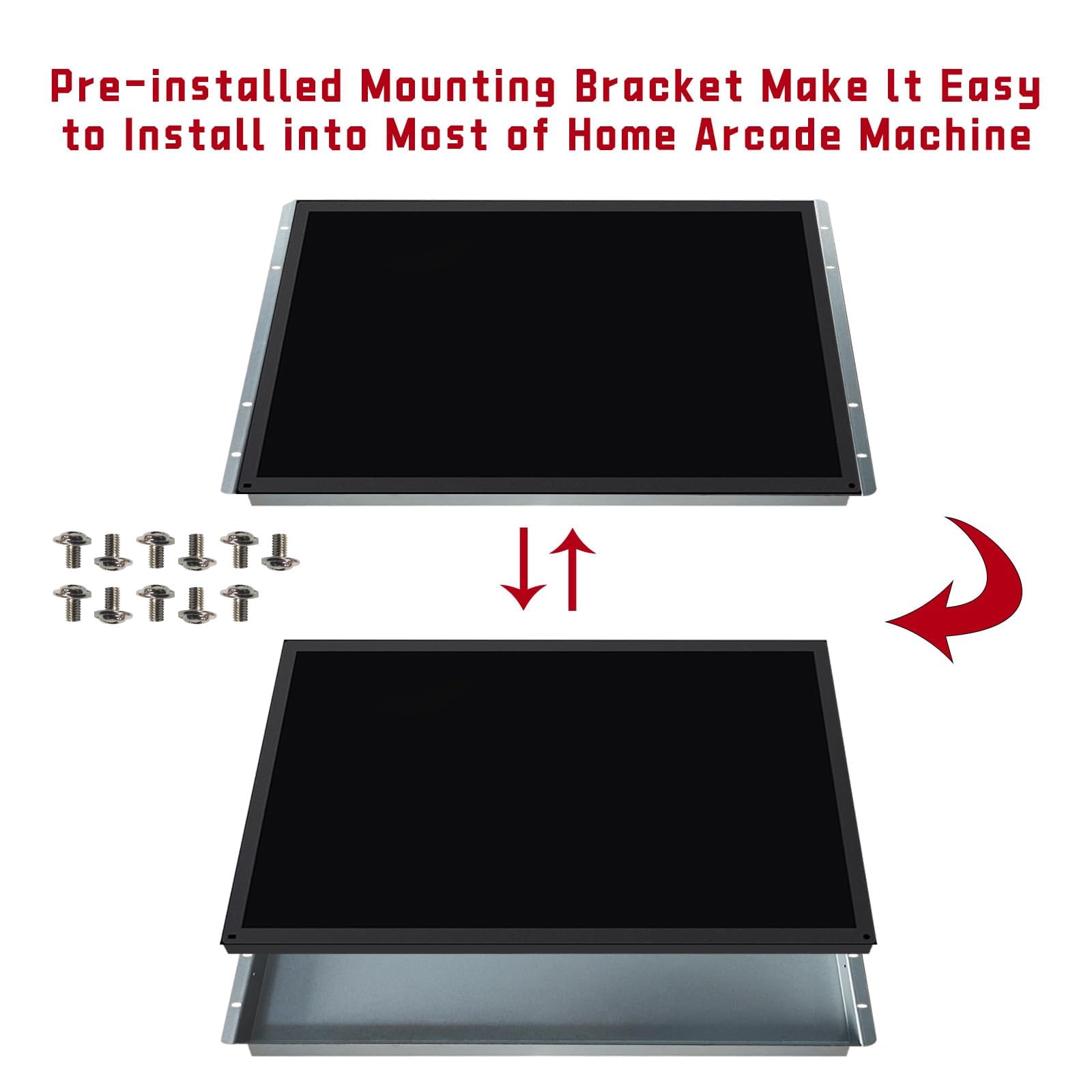 UNICO 19’’ Arcade Replacement Monitor, LCD Gaming Screen for HDMI/VGA/CG/EGA Retro Game Arcade (19inch)