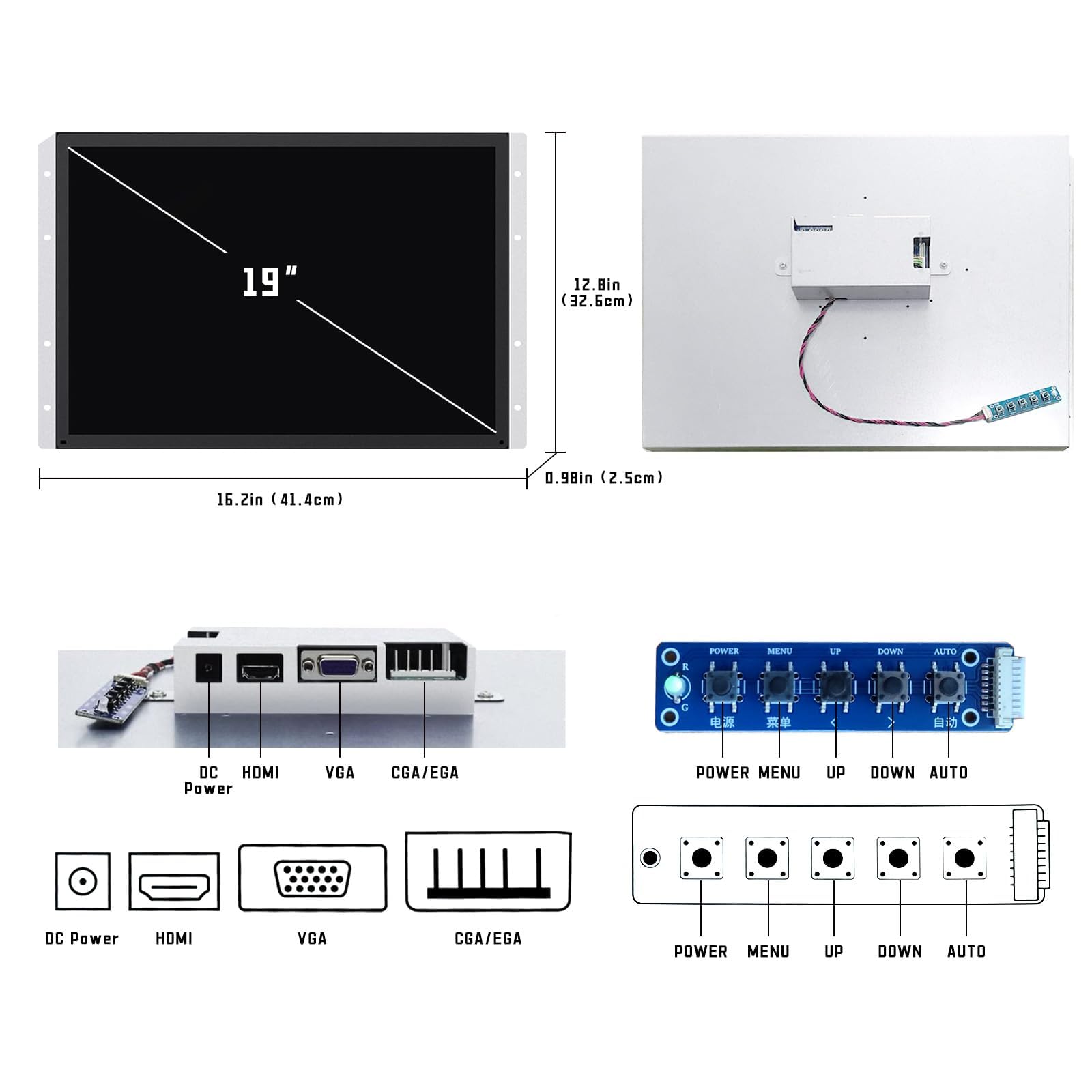 UNICO 19’’ Arcade Replacement Monitor, LCD Gaming Screen for HDMI/VGA/CG/EGA Retro Game Arcade (19inch)