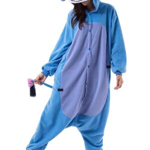 LMEIKK Cosplay Animal One Piece Halloween Costume Sleepwear Homewear Adult Unisex Onesie Pajamas (Bule, M)