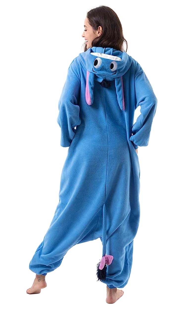 LMEIKK Cosplay Animal One Piece Halloween Costume Sleepwear Homewear Adult Unisex Onesie Pajamas (Bule, M)