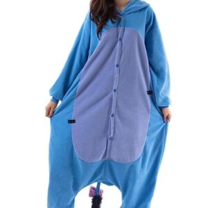 LMEIKK Cosplay Animal One Piece Halloween Costume Sleepwear Homewear Adult Unisex Onesie Pajamas (Bule, M)