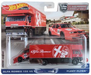 hot wheels alfa romeo 155 v6 ti fleet flyer, team transport #53