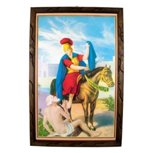 Mrcjsales-Saint Martin Knight in rustic frame, Oil painting, 24''x36'', 13''x18'', 10''x12'' inches, religious art image, San Martin Caballero, Cuadro rustico , Home decor, wall decor, church events, gifts (Small 10x12'' inches)