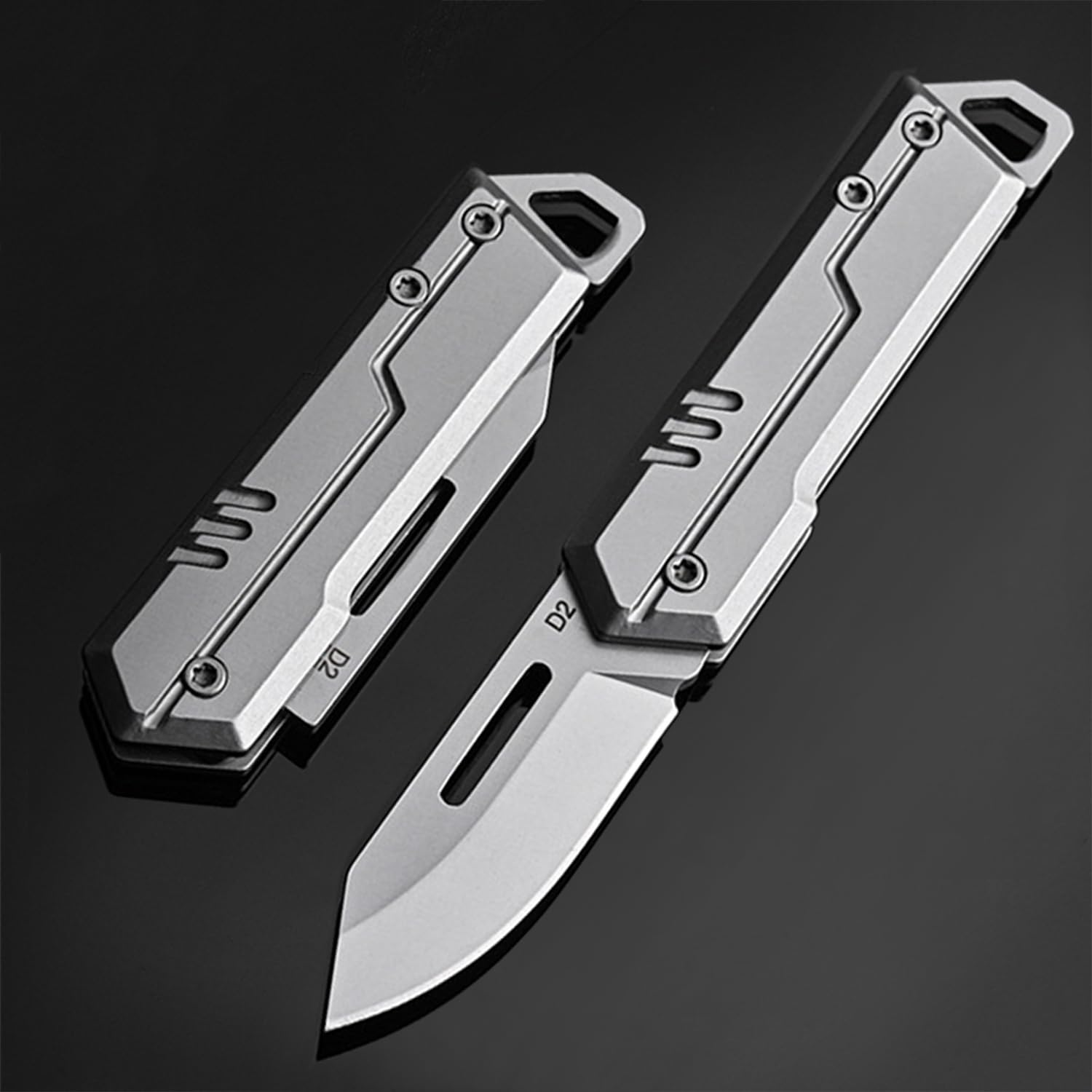 VIFUNCO Keychain Knife, D2 Folding Pocket Knife for Men, CNC Key Knife/Box Cutter Knife for Women, Small Pocket Knives for EDC, Gifts for Dad husband Him