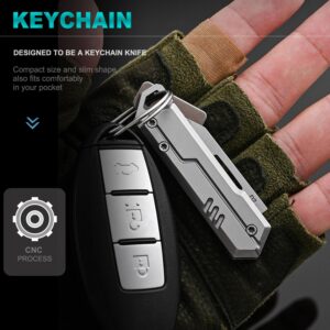 VIFUNCO Keychain Knife, D2 Folding Pocket Knife for Men, CNC Key Knife/Box Cutter Knife for Women, Small Pocket Knives for EDC, Gifts for Dad husband Him