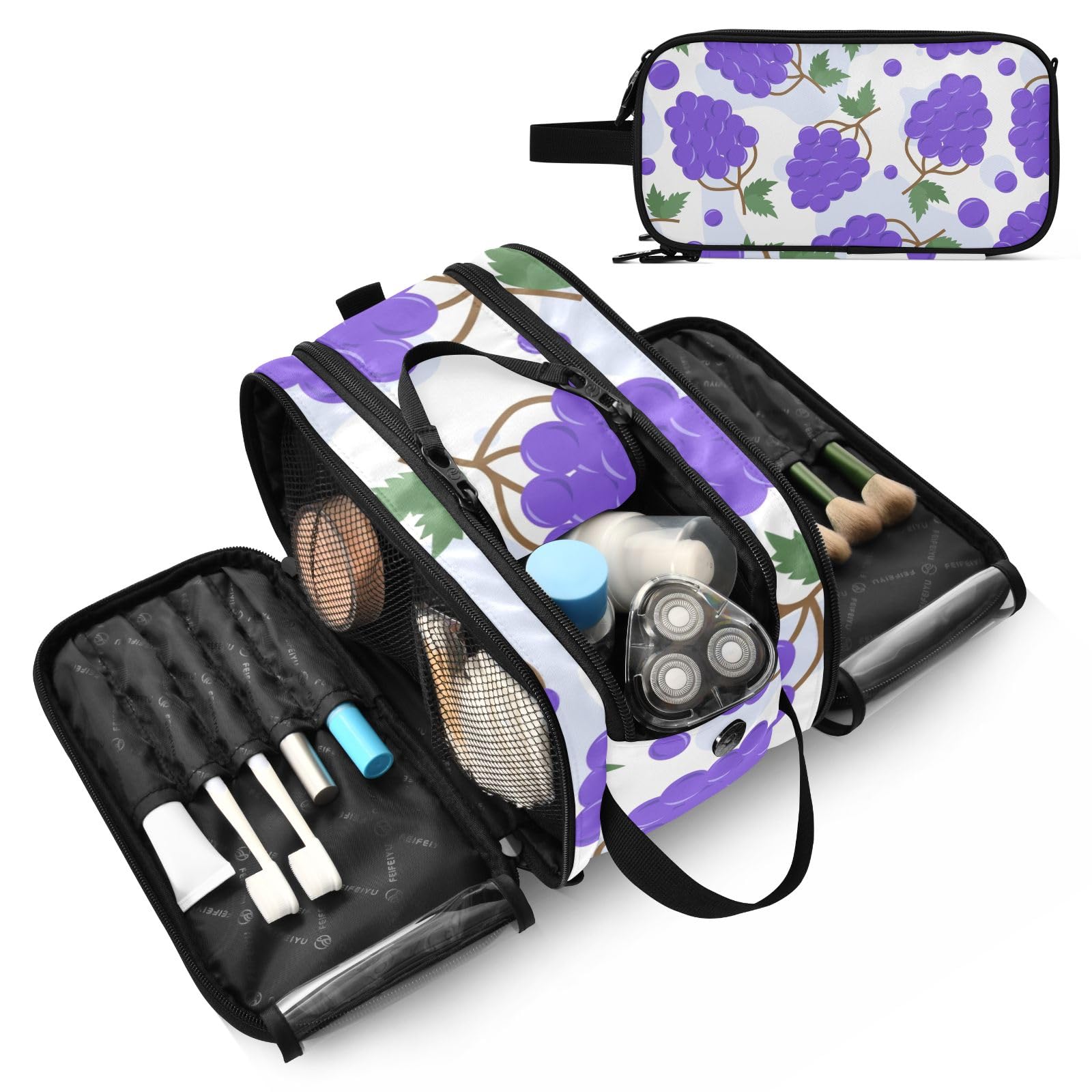 Yuiboo Large Capacity Travel Cosmetic Bag - Toiletry Bags for Women, with Makeup Brush Slots, Portable and Lightweight Design, Durable and Easy to Clean - Perfect for Travel and Daily Use.