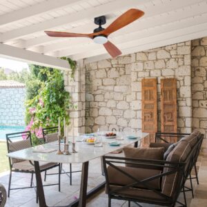 VONLUCE Ceiling Fans with Lights, 52 Inch Ceiling Fan with Remote, 6 Speed Reversible Noiseless DC Motor, 3CCT Wood Ceiling Fan for Outdoor Indoor Farmhouse Patios, Walnut