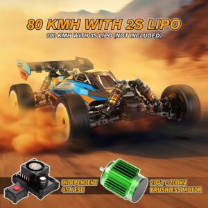 AMORIL 1:12 Fast Brushless RC Cars for Adults,Top Speed 100KM/H Remote Control Car with Independent ESC,3200KV Brushless Motor,3.5KG Metal Servo,Foam Tire,Sway Bar and Metal Rod,Orange