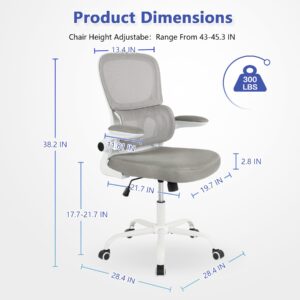 Ergonomic Office Chair, High Back Home Office Desk Chair with Lumbar Support, Computer Task Chair with Wheels, Swivel Adjustable Executive Chair for Home Office,Grey