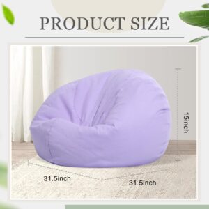 Sliner 2 Pcs Stuffed Animal Storage Bean Bag Chair Cover for Kids Adults (no Filler) Large Stuffable Zipper Beanbag Cover for Organizing Plush Toys or Memory Foam(Pink and Purple, Small)