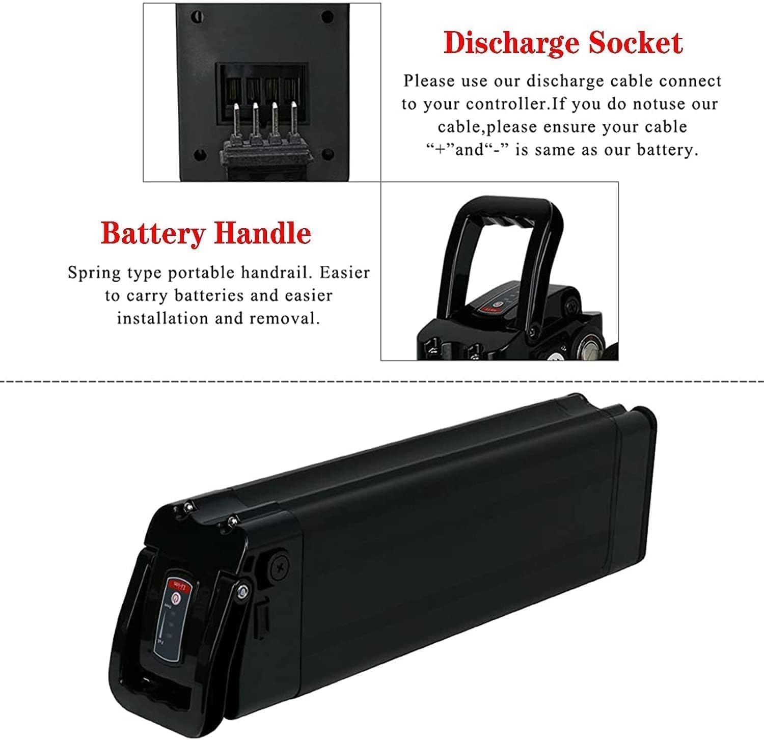 Advanced 48 Volts E-Bike Battery 10Ah, 12.5Ah, 15Ah, 18Ah, or 20Ah Rechargeable Lithium Battery Packs - Tailored for 1000W, 750W, 500W, 350W, and 150W Motors (48V,18AH)