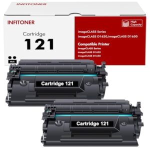 121 black toner cartridge 2-pack high yield compatible replacement for canon 121 crg121 crg-121 for imageclass d1650 d1620 1620 1650 printer ink