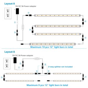 Litever Under Cabinet Lighting Kit Plug in, 6 pcs 12 Inches LED Light Bars. Super Bright Dimmable Linkable for Kitchen Undercabinet Counter Top Shelf Pantry Closet Display Lighting. Warm White 3000K