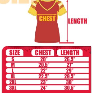 Geneisteck Womens Football Fans V Neck City Raglan T-Shirts - Red & Yellow XX-Large