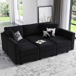 belffin modular velvet sectional sofa with chaise lounge sectional sleeper sofa with storage chaise sofa bed couch for living room black