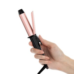 mini curling iron travel size, 1 inch barrel travel curling iron, travel curling iron dual voltage, ceramic mini hair curler with keratin&argan oil infuse, travel size curling iron with storage bag