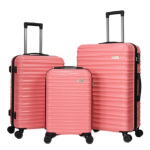 miazib suitcases with wheels luggage sets 3 piece large suitcase with spinner wheels clearance luggage sets suitcases for women hard carry on luggage rolling luggage set (pink)