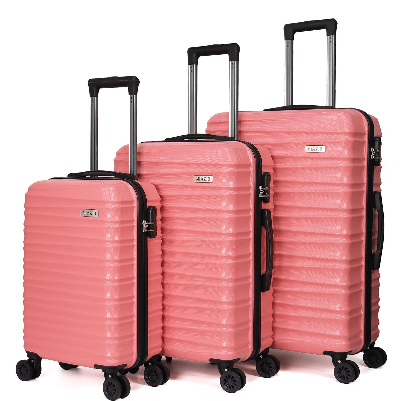 MIAZIB Suitcases with Wheels Luggage sets 3 Piece Large Suitcase with Spinner Wheels Clearance Luggage sets Suitcases for Women Hard Carry on Luggage Rolling Luggage set (Pink)