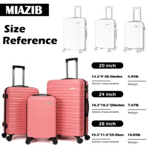 MIAZIB Suitcases with Wheels Luggage sets 3 Piece Large Suitcase with Spinner Wheels Clearance Luggage sets Suitcases for Women Hard Carry on Luggage Rolling Luggage set (Pink)