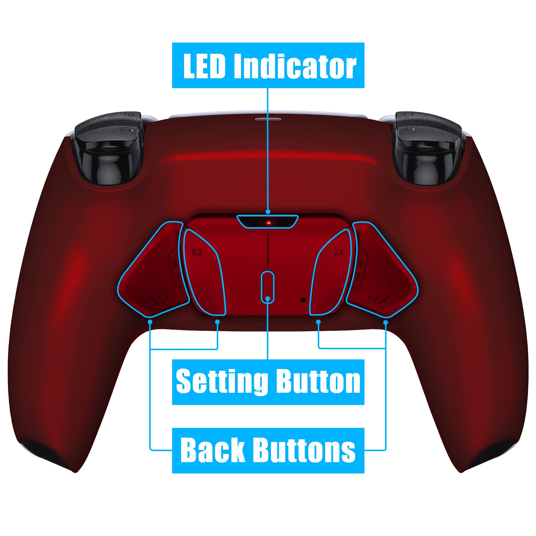 eXtremeRate Scarlet Red Programable RISE4 Remap Kit for PS5 Controller BDM-030 040, Upgrade Board & Redesigned Back Shell & 4 Back Buttons for PS5 Controller - Controller NOT Included