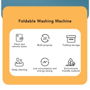 Haofy Foldable Mini Washing Machine, Portable Bucket Laundry Washer with Lid for RV Travel Apartment (US Plug)