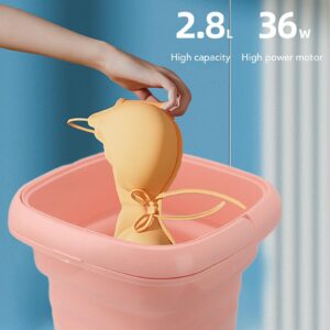 Haofy Foldable Mini Washing Machine, Portable Bucket Laundry Washer with Lid for RV Travel Apartment (US Plug)