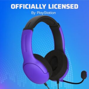 PDP AIRLITE Wired Headset, Officially Licensed Sony PlayStation 5, PlayStation 4, PS5/PS4/PS3/PC, Lightweight Durable Headphones, 3.5mm audio jack, Noise-canceling Flip-to-Mute Mic, Ultraviolet Purple