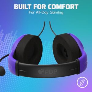 PDP AIRLITE Wired Headset, Officially Licensed Sony PlayStation 5, PlayStation 4, PS5/PS4/PS3/PC, Lightweight Durable Headphones, 3.5mm audio jack, Noise-canceling Flip-to-Mute Mic, Ultraviolet Purple