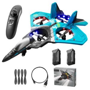 augarden v17 jet fighter stunt rc plane 2024 new 2.4ghz remote control airplane with 2 batteries, 360° drop-resistant stunt spin remote & light rc airplane for kids boys