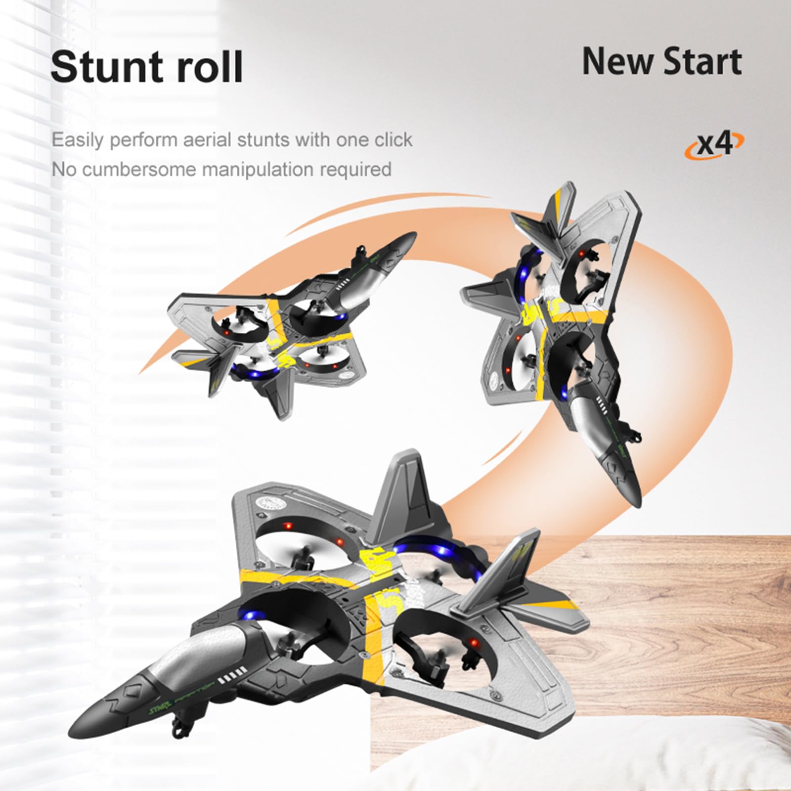 AUGARDEN V17 Jet Fighter Stunt RC Plane 2024 New 2.4GHz Remote Control Airplane with 2 Batteries, 360° Drop-Resistant Stunt Spin Remote & Light RC Airplane for Kids Boys