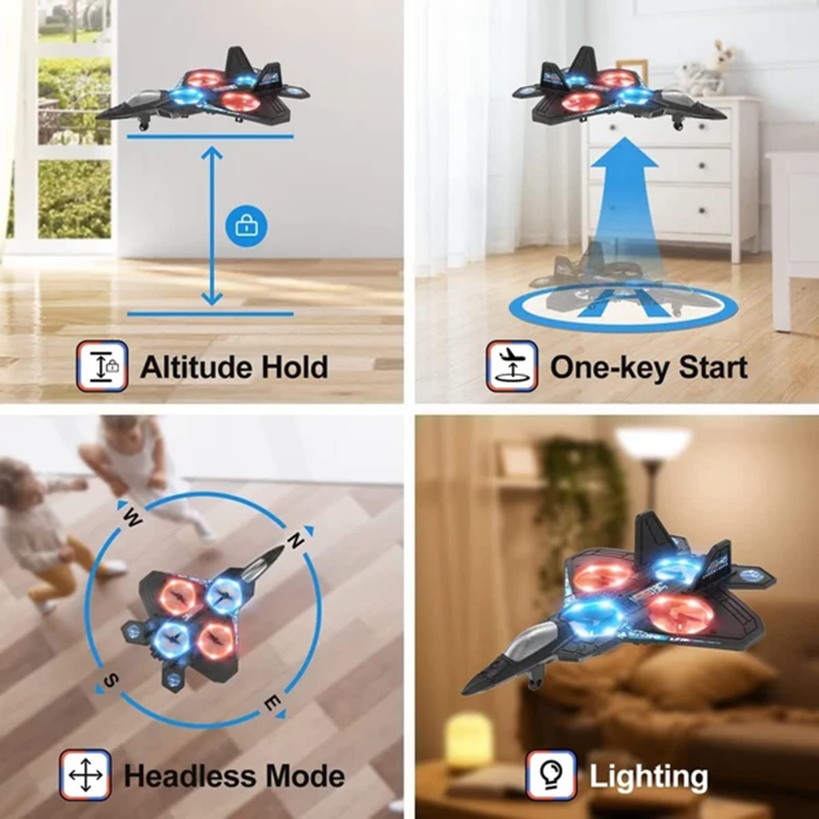 AUGARDEN V17 Jet Fighter Stunt RC Plane 2024 New 2.4GHz Remote Control Airplane with 2 Batteries, 360° Drop-Resistant Stunt Spin Remote & Light RC Airplane for Kids Boys