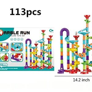 Fun Toys X 113 Pcs Marble Run Compact Set, Construction Building Blocks Toys, STEM Learning Toy, Educational Building Block Toy for 4 5 6 Year Old Boys Girls Kids(A-052