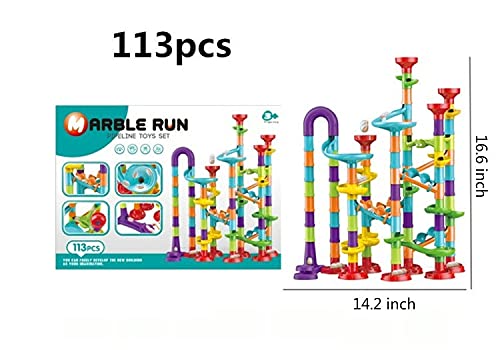 Fun Toys X 113 Pcs Marble Run Compact Set, Construction Building Blocks Toys, STEM Learning Toy, Educational Building Block Toy for 4 5 6 Year Old Boys Girls Kids(A-052