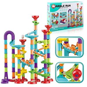 fun toys x 113 pcs marble run compact set, construction building blocks toys, stem learning toy, educational building block toy for 4 5 6 year old boys girls kids(a-052