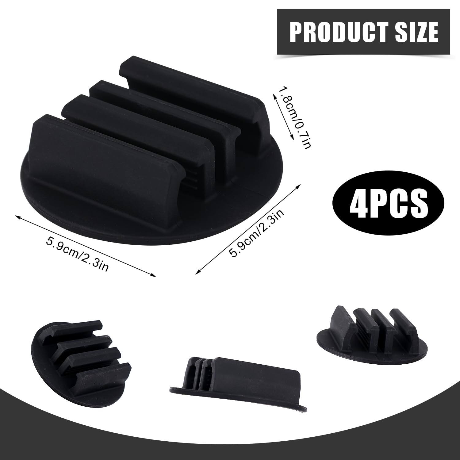 4PCS Adhesive Silicone Pen Holder, Pen Clip Set Marker Holder for Desk Clipboard and Other Flat Surfaces Pencil Holder for Classroom Office Home School Teacher Students Stuffs Supplies (Black)