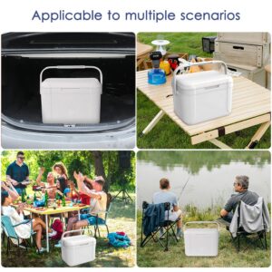 Camping Cooler Insulated Portable Cooler Ice Retention Hard Cooler with Heavy Duty Handle for Lunch Beach Drink Beverage Travel Camping Picnic Car Trips (White-5qt)